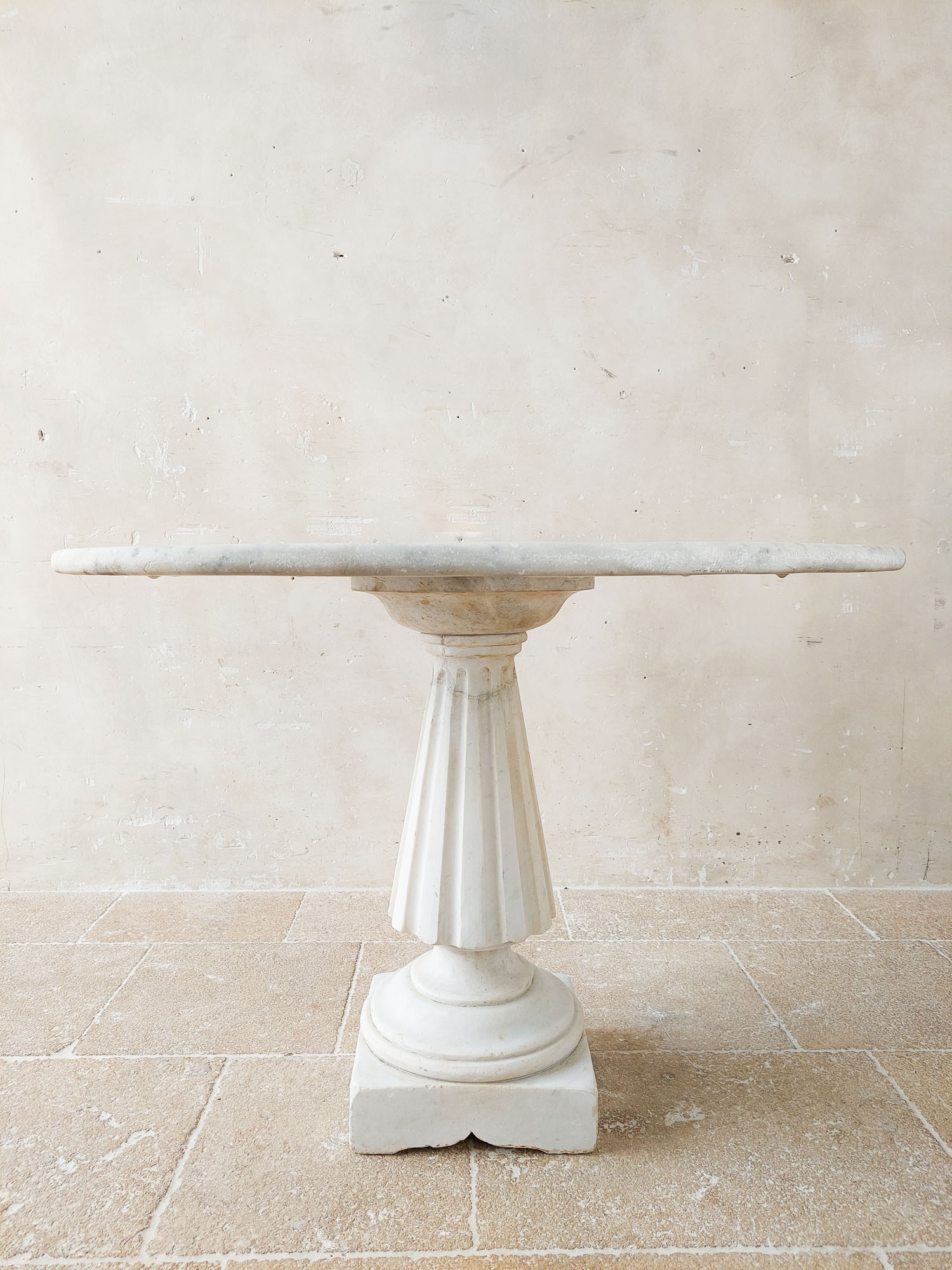 Antieke Italiaanse ronde wit marmeren tafel - Piet Jonker